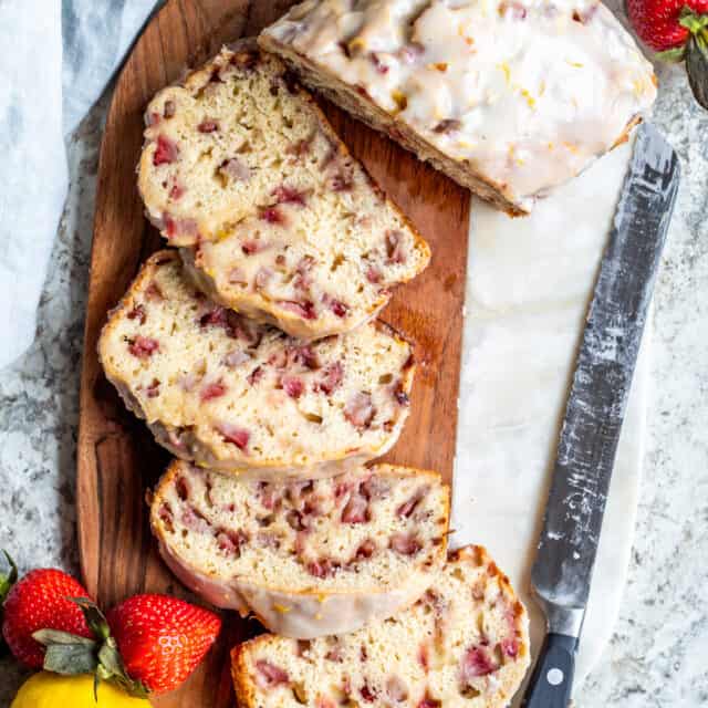 Strawberry Loaf Cake with Lemon Glaze - Erhardts Eat