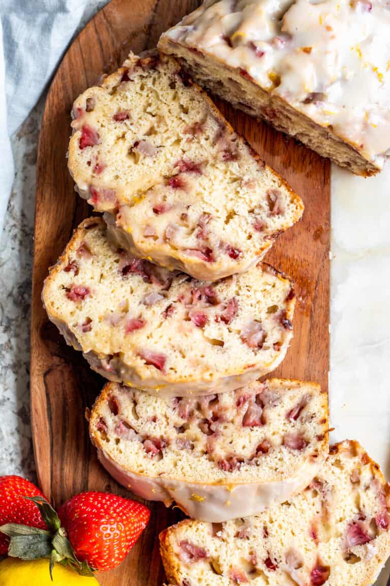 Strawberry Loaf Cake with Lemon Glaze - Erhardts Eat