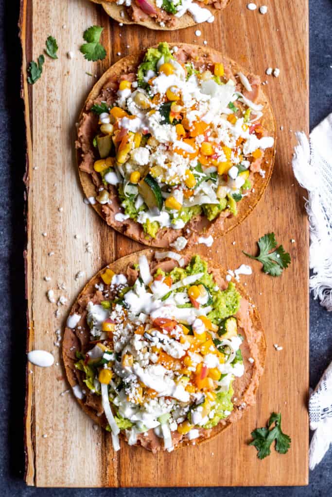 Vegetarian Tostadas Recipe with Cilantro Lime Slaw - Erhardts Eat